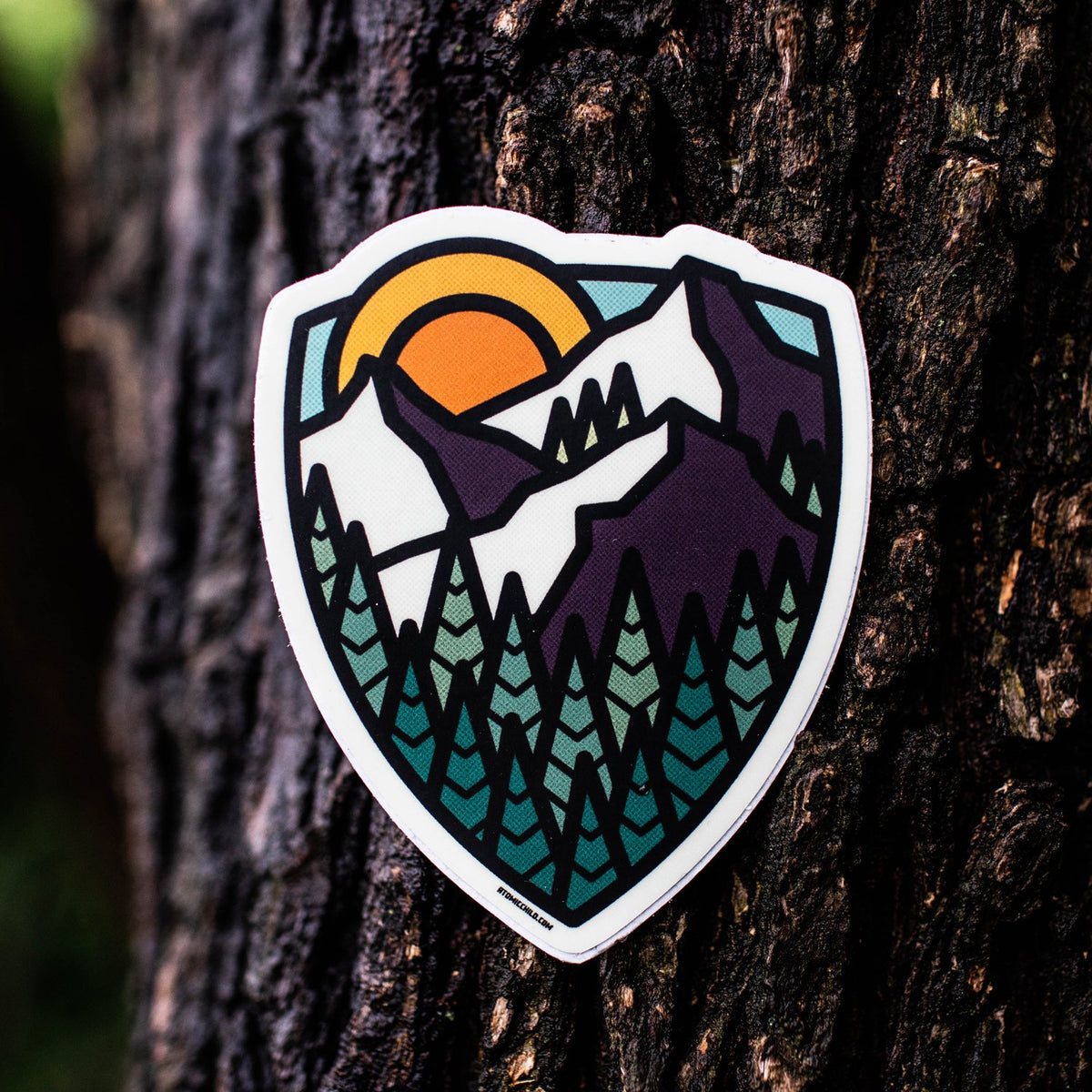 Mountain Shield Sticker — Atomicchild