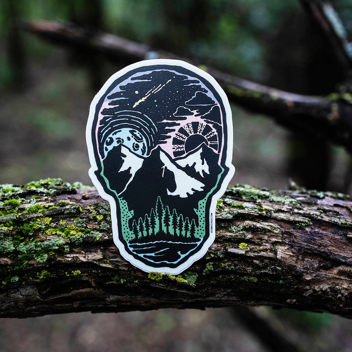 Skull Landscape Color Sticker — Atomicchild