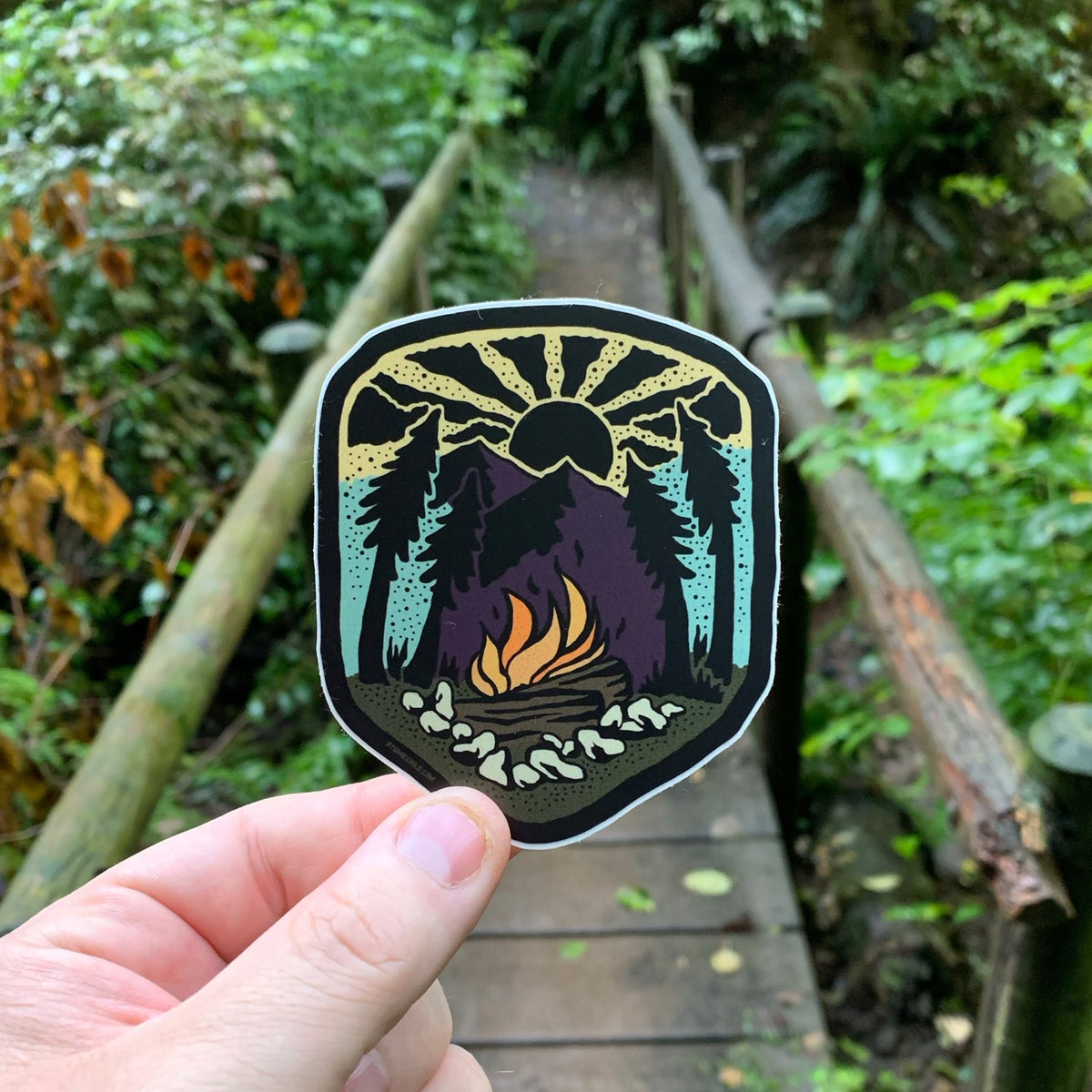 Campfire Badge Sticker — Atomicchild